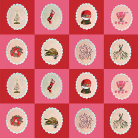 Xmas Vignettes Pink & Red – Sue Michael - Digital Fabrics