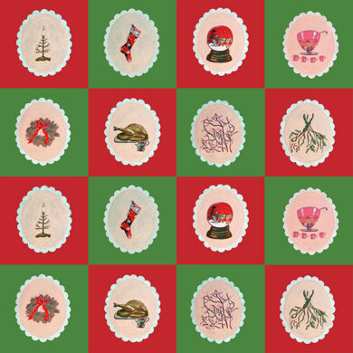 Xmas Vignettes Green & Red – Sue Michael - Digital Fabrics